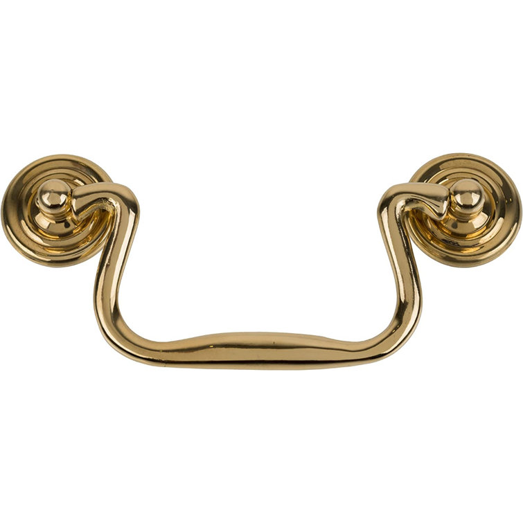 UNIQANTIQ HARDWARE SUPPLY Plain Cast Brass Swan Neck Drawer Bail Pull Handle ( Centers: 4 ...